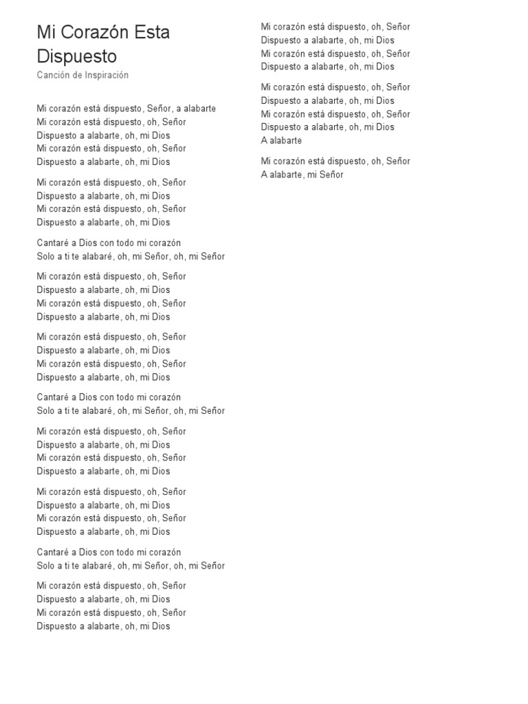 Mi Corazón Esta Dispuesto | PDF