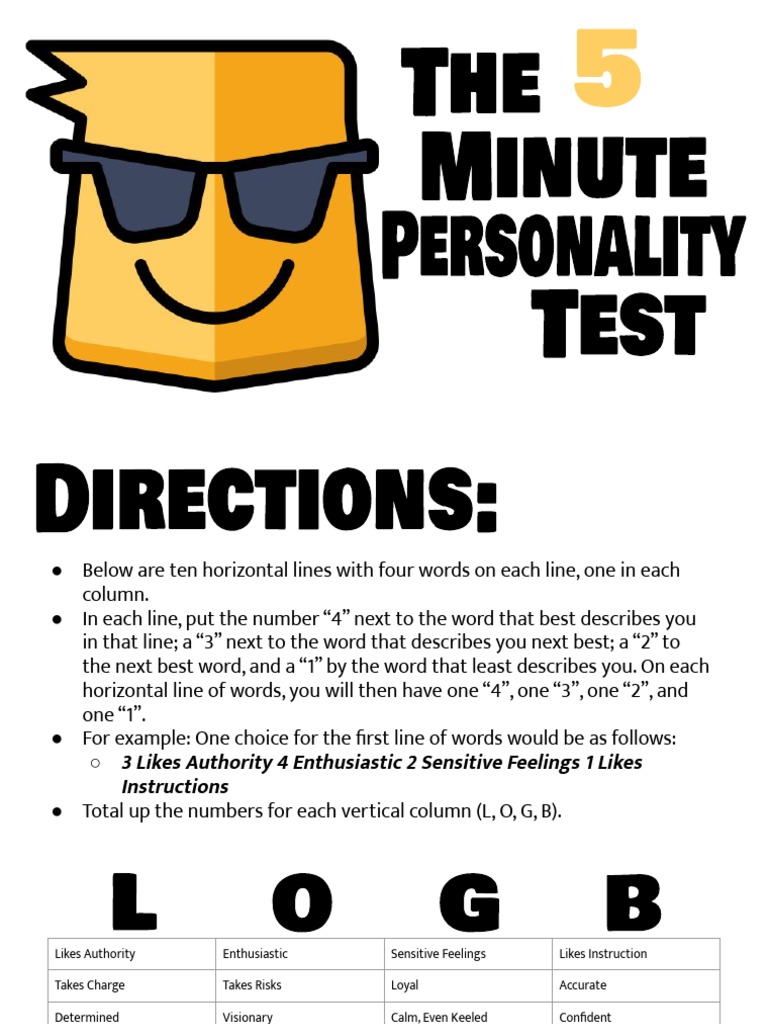 5 Minute Personality Test | PDF