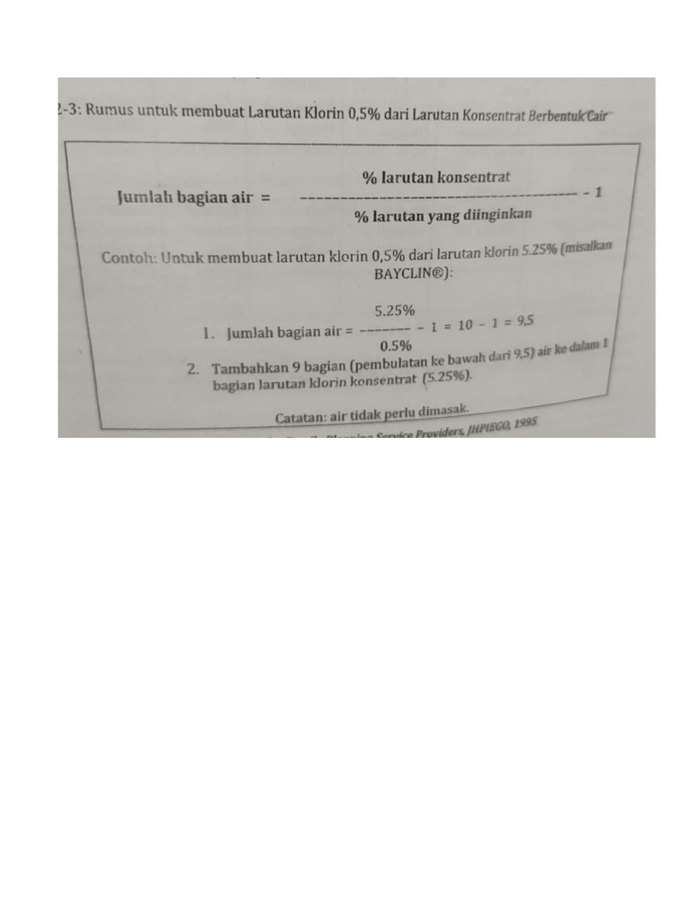 Cara Membuat Larutan Klorin 0,5 % | PDF