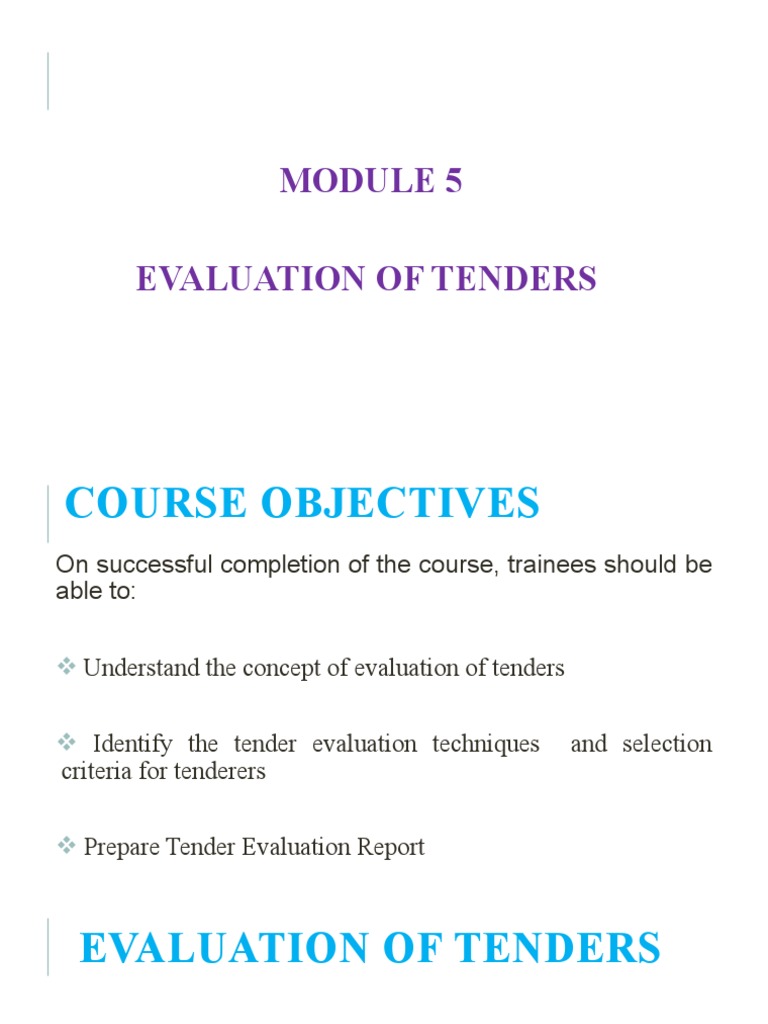 Tender Evaluation | PDF