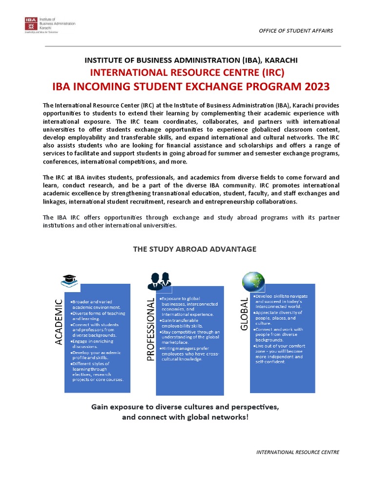 IBA Karachi Student Exchange Program | PDF | Business