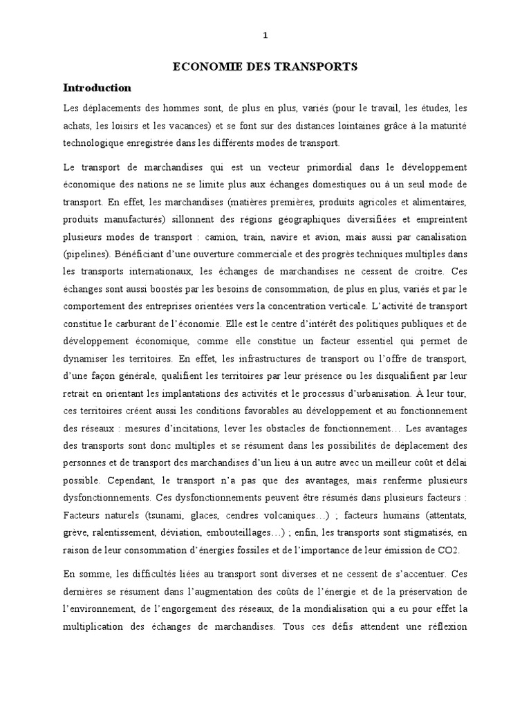 Economie Des Transports | PDF