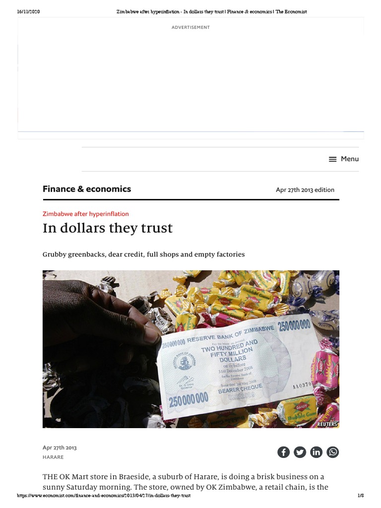 Case Study - Mid - Sem - Examzimbabwe After Hyperinflation - in Dollars ...