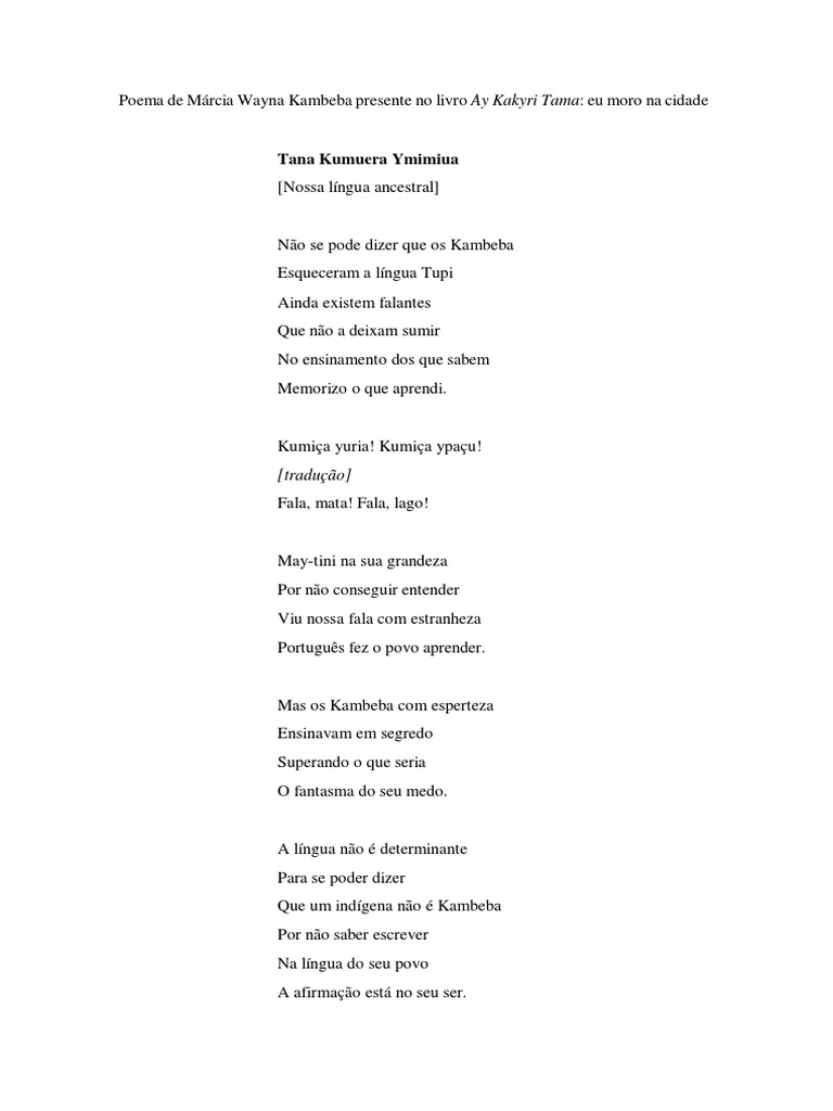 Poema de Márcia Kambeba | PDF