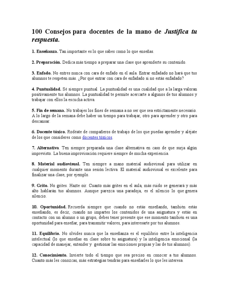 100 Consejos | PDF | Enseñando | Salón de clases