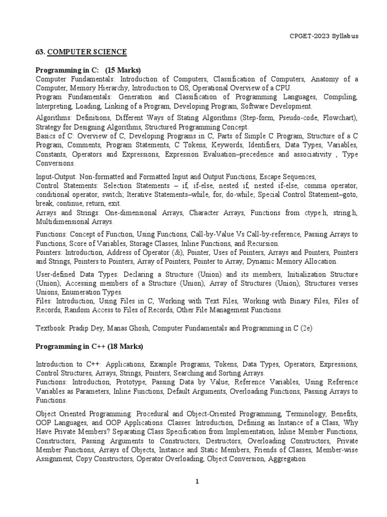 CPGET-2023 Syllabus | PDF | Teaching Methods & Materials | Technology & Engineering