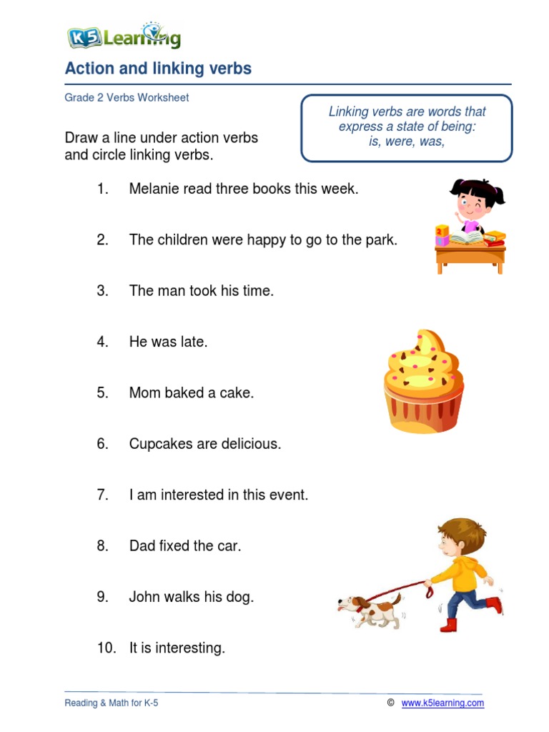 Action Linking Verbs Worksheets