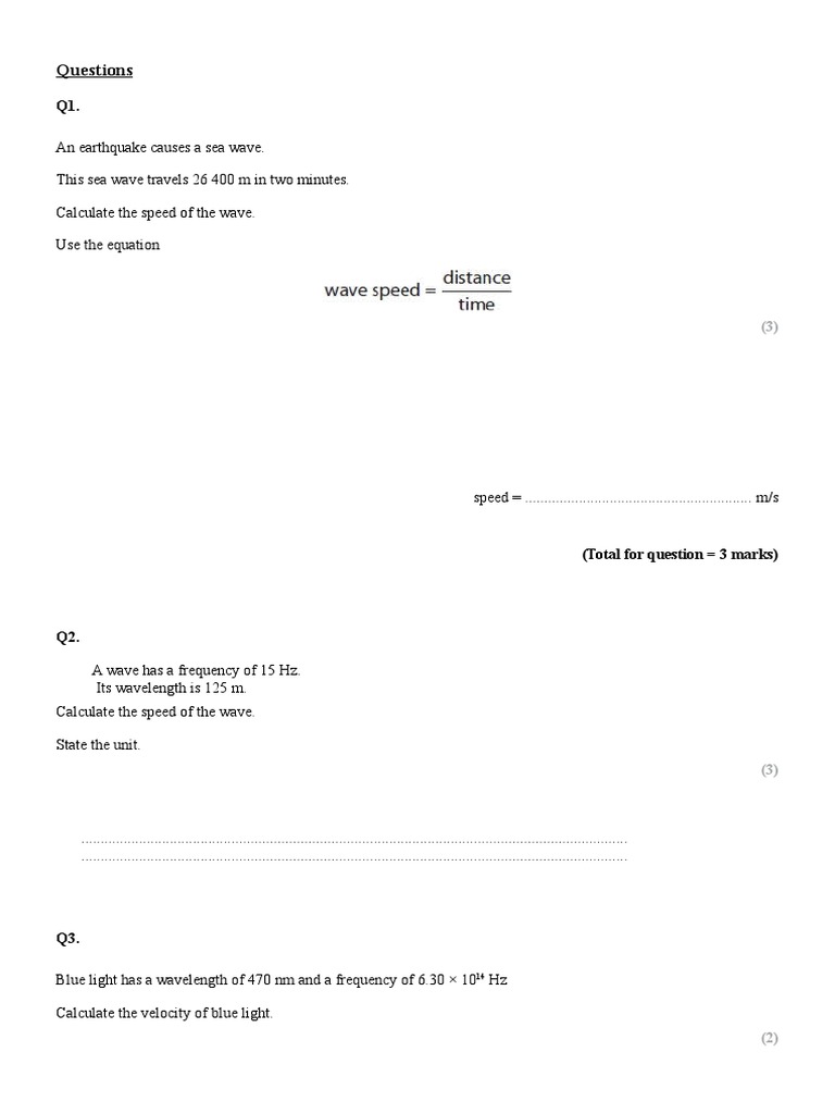 Waves Pack 1a | PDF | Waves | Wavelength