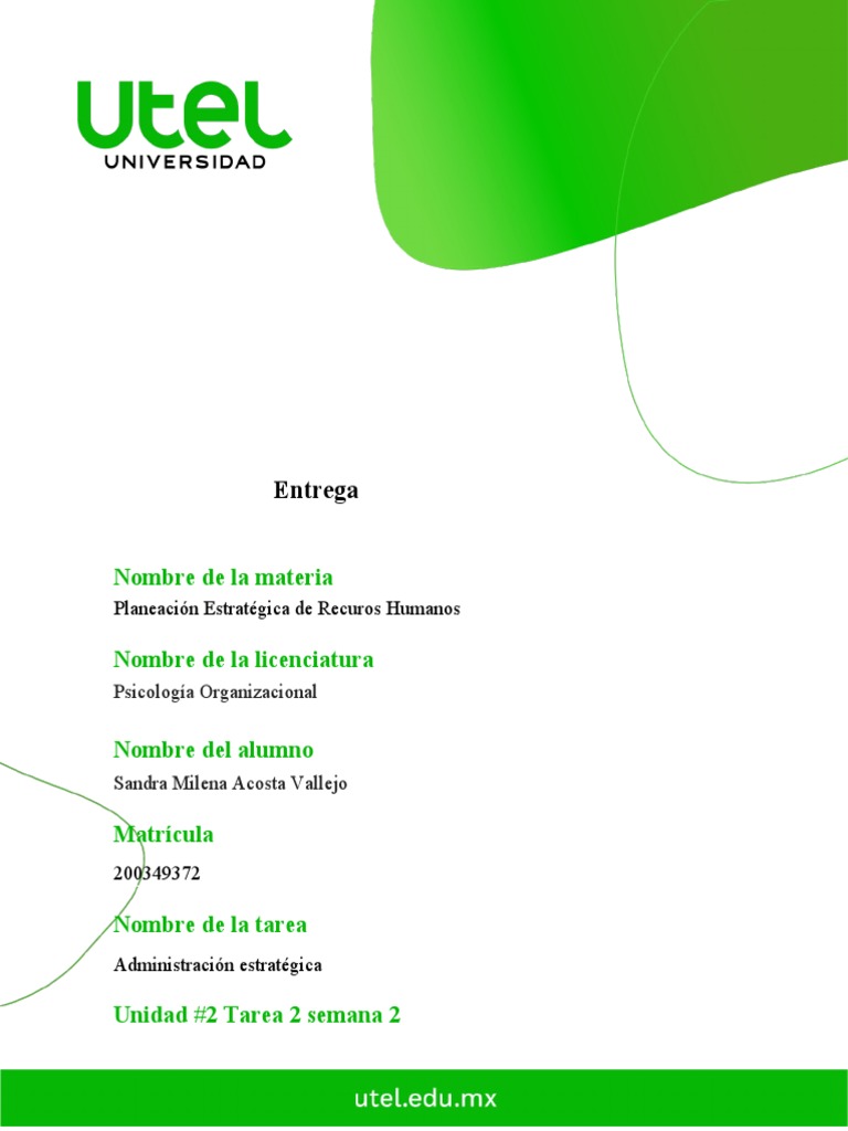 TAREA 2 SEM 2 ADMINISTRACIÓN ESTRATÉGICA | PDF | Planificación