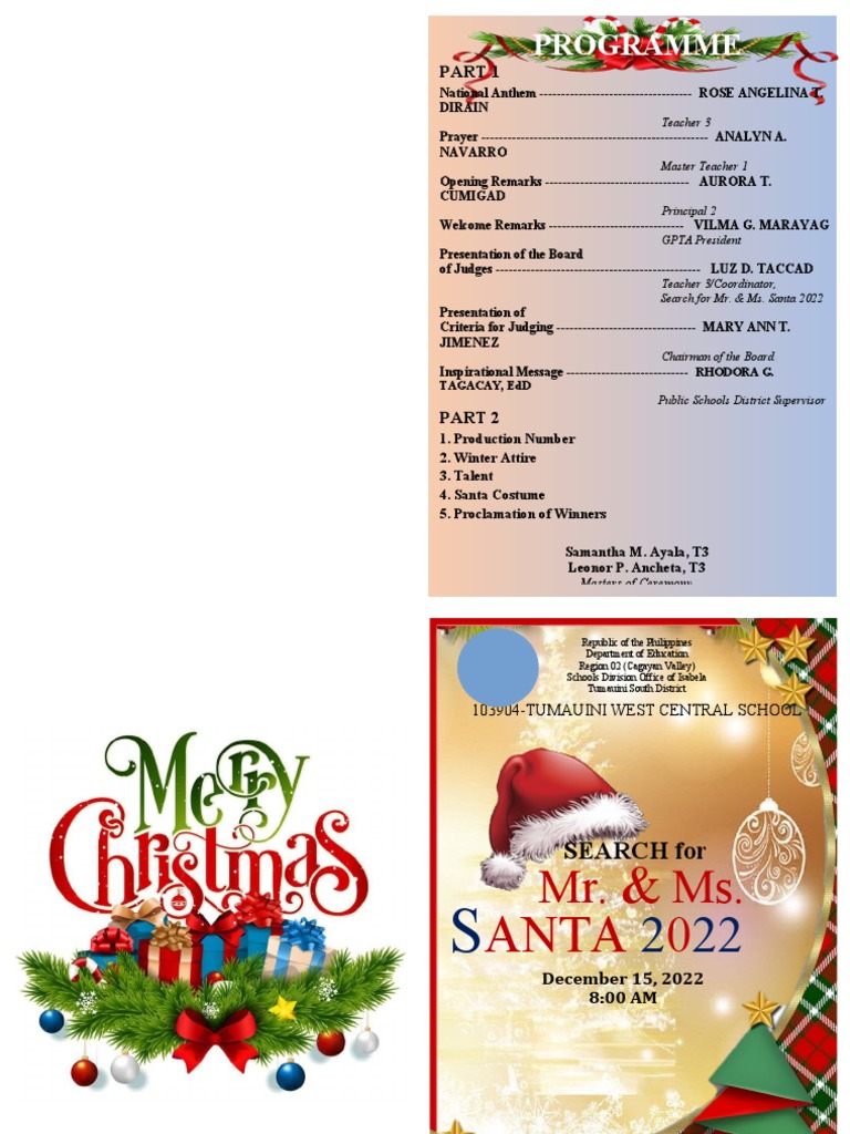 Search for Mr. & Ms. Santa 2022 Program | PDF
