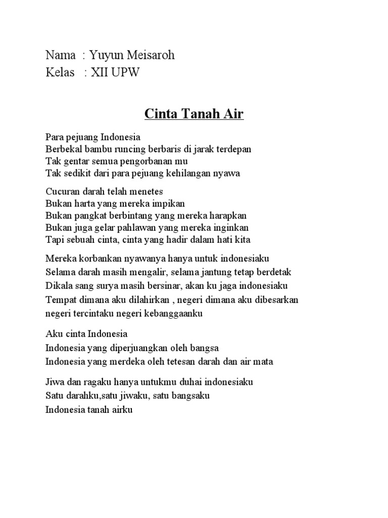 Puisi Cinta Tanah Air | PDF