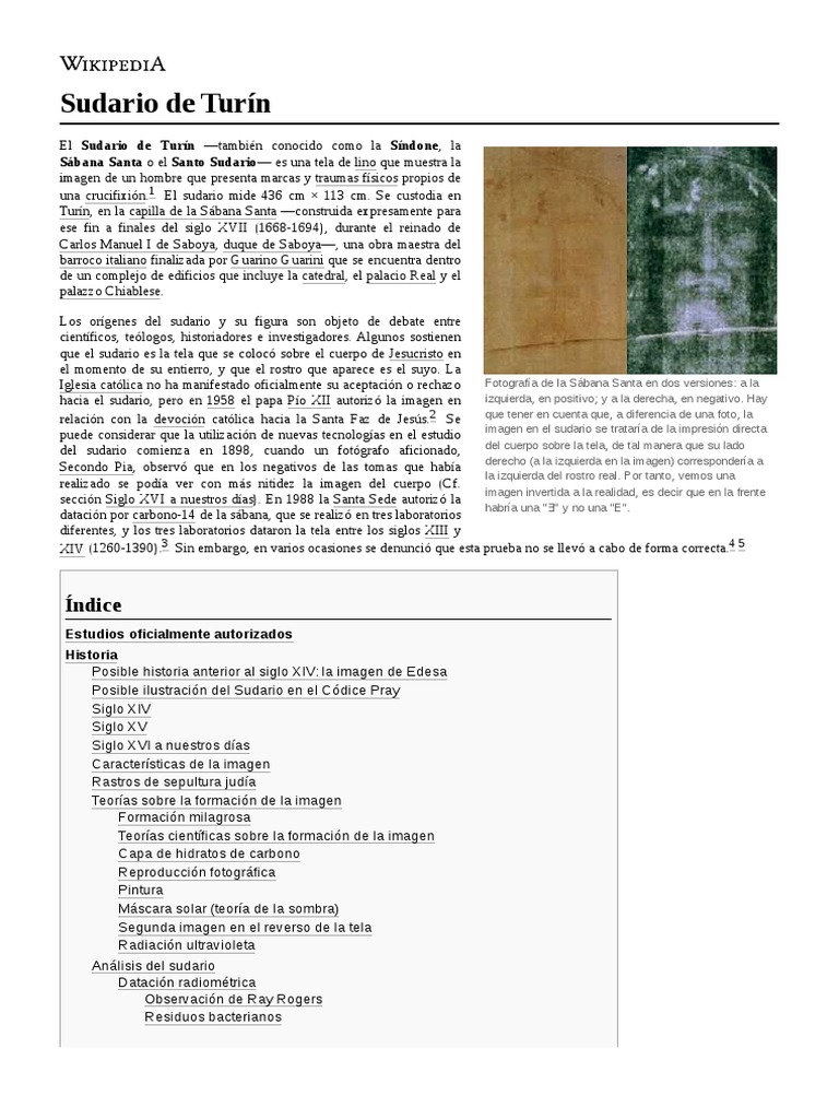 Sudario de Turín: Historia y Análisis | PDF
