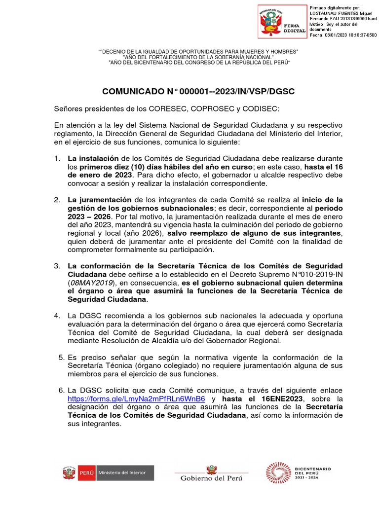 Comunicado 01 (R) | PDF