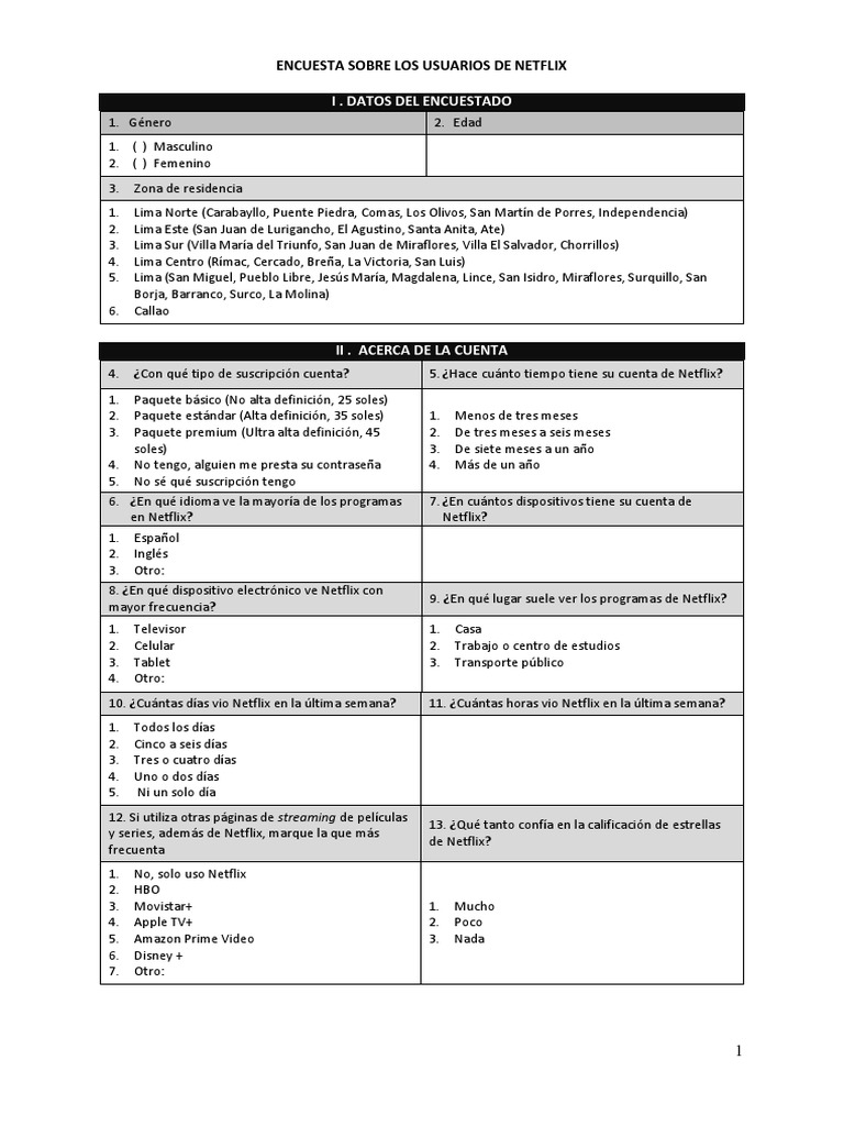 MA470 - 2022 - 02 - Encuesta de Netflix | PDF | Netflix
