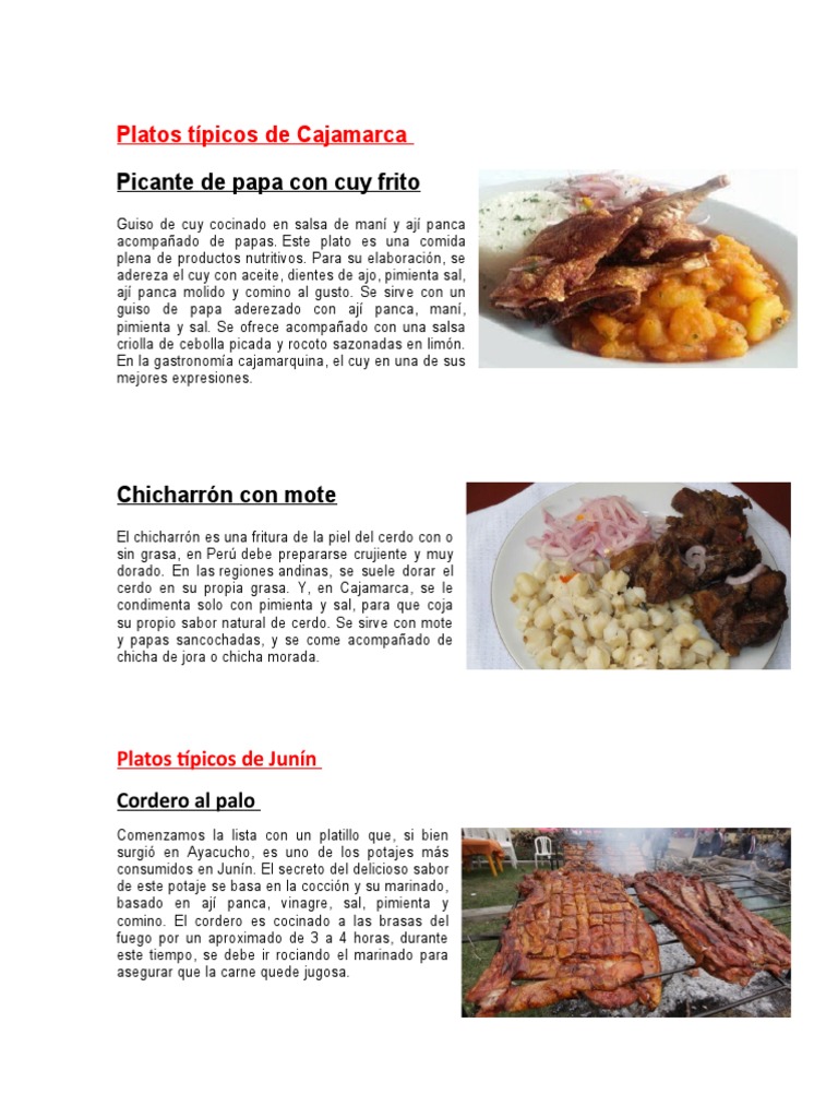 Platos Típicos de Cajamarca y Sierra | PDF