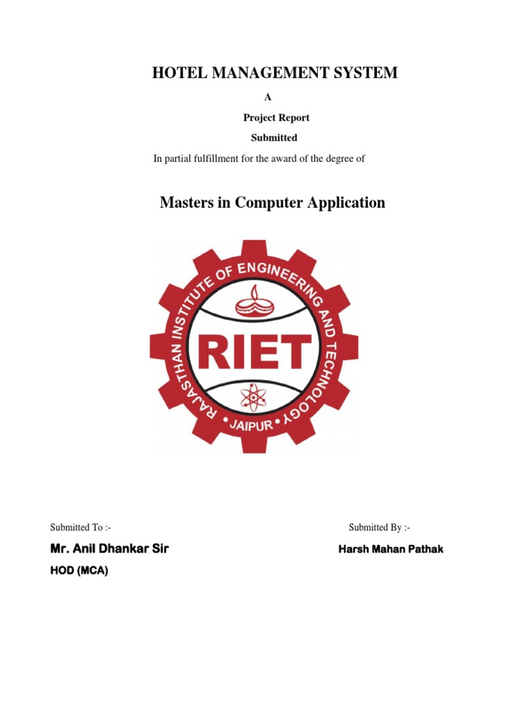Hotel Management System (Minor Project Report) | PDF