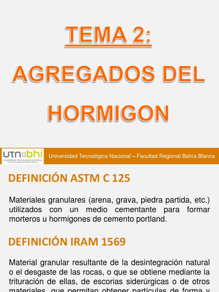 CLASE 2 - Tema 2 - Agregados | PDF | Hormigón | Densidad