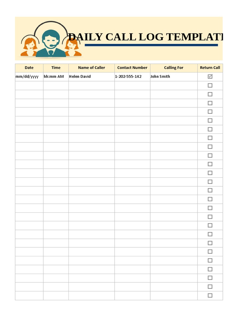 Plantilla de Registro de Llamadas Diarias | PDF