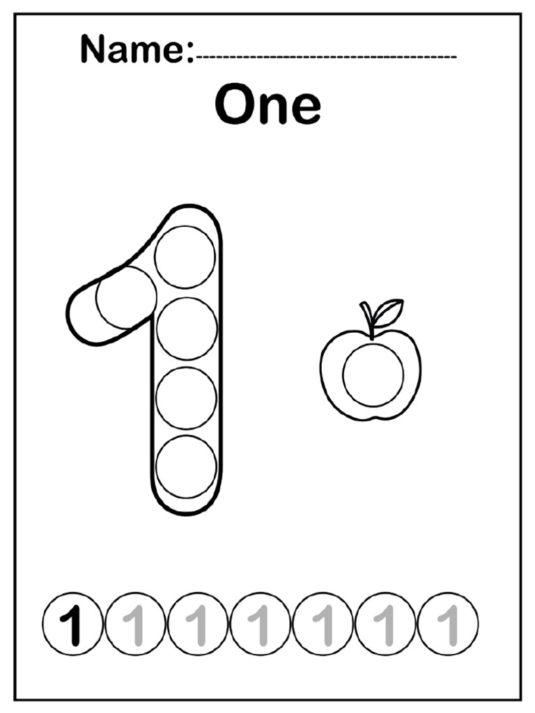 Count Apples Activity Numbers Dot Marker Preschool Coloring Book PDF ...