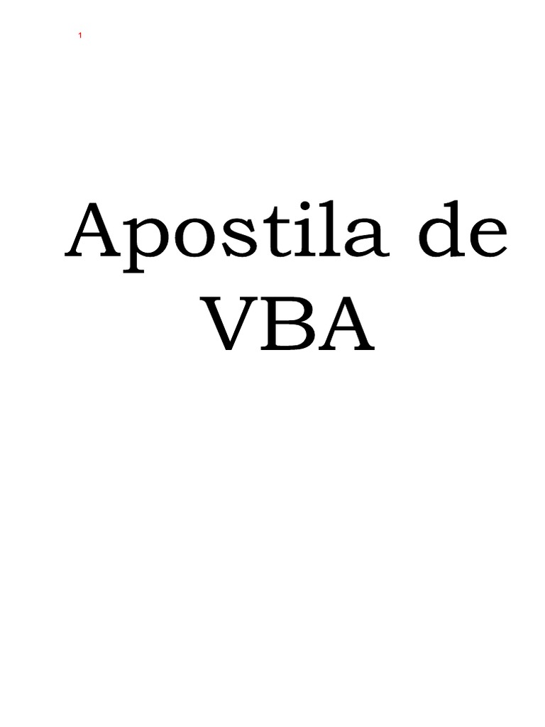 Manual Apostilado de Vba para Excel | PDF