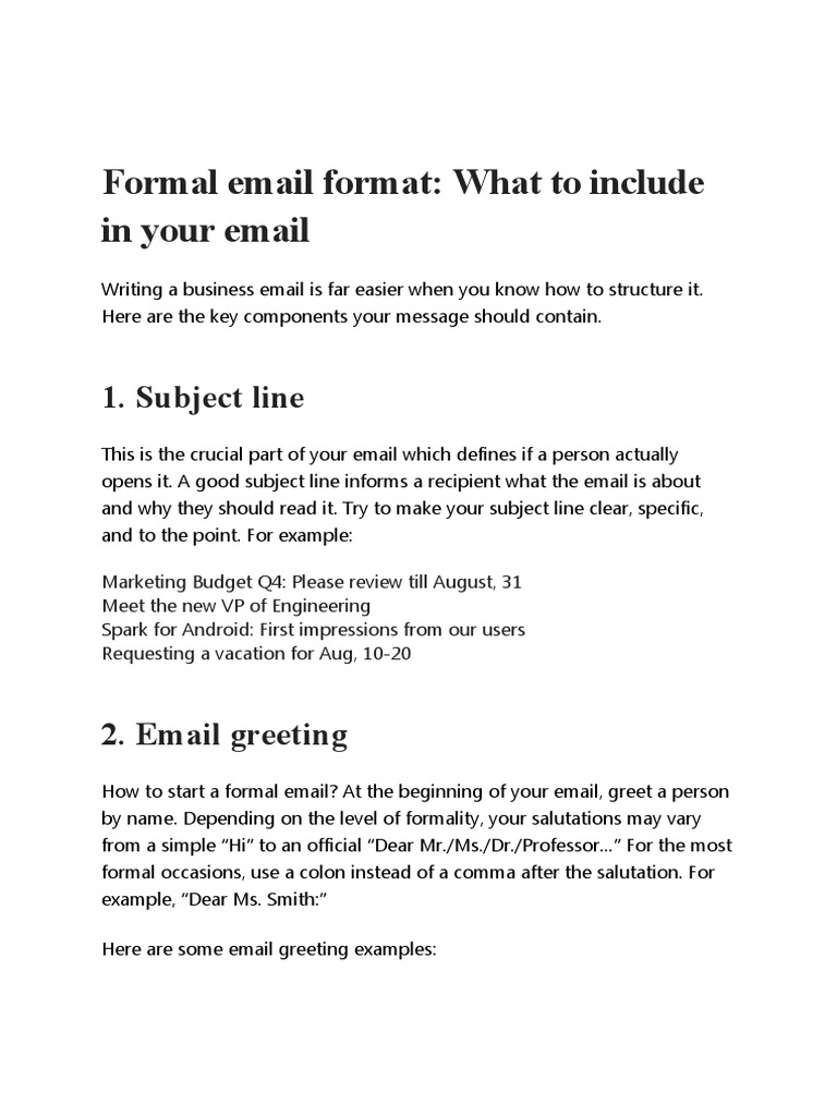 Email Format PDF