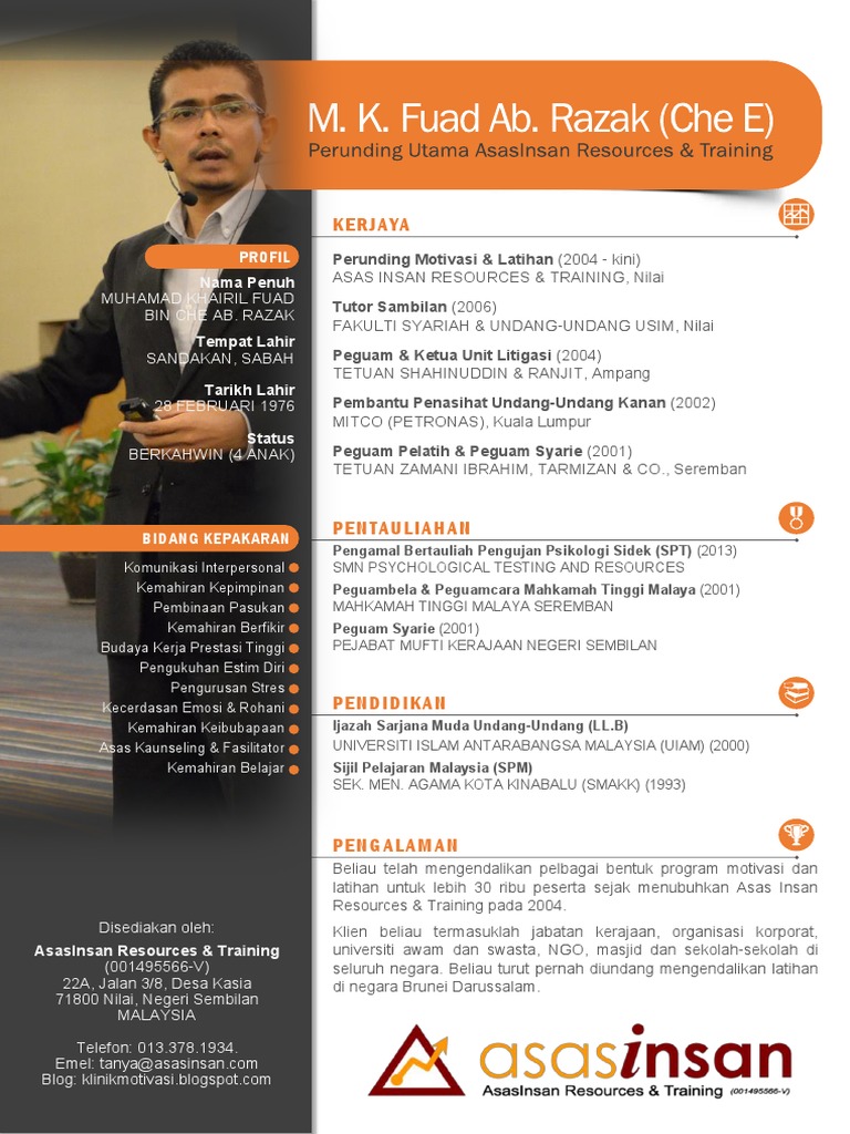 7 Biodata Trainer ASASINSAN RESOURCES TRAINING 2 | PDF