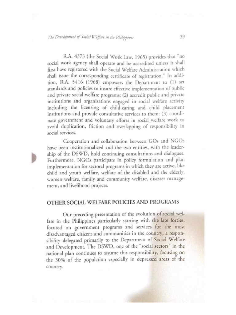 The Development of Social Welfare in The Philippines | PDF