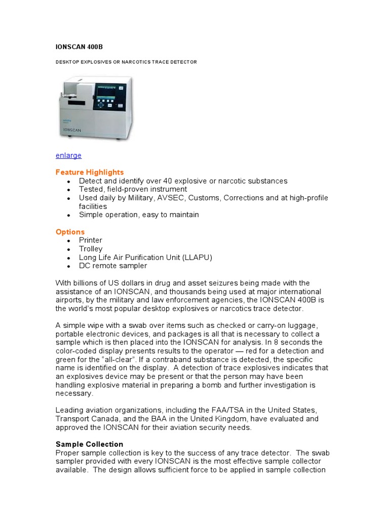 Ionscan 400B | PDF | Airport Security