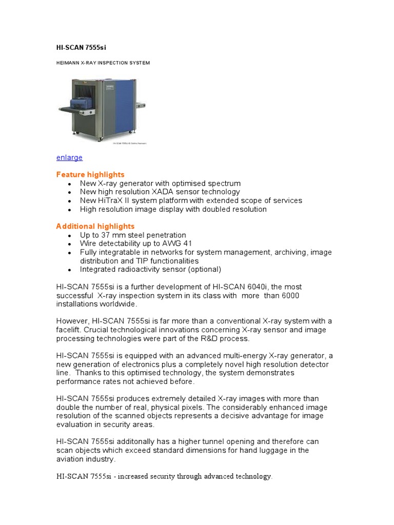 HI SCAN 7555si | PDF