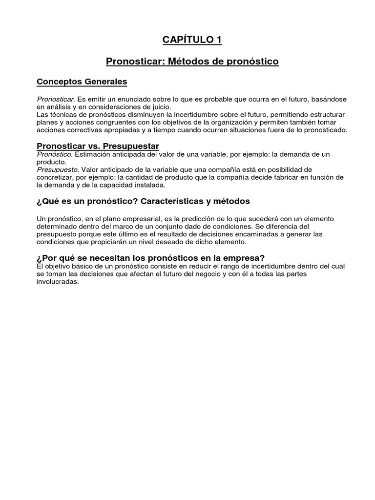 Métodos de Pronóstico | Descargar gratis PDF | Investigación de mercado | Presupuesto