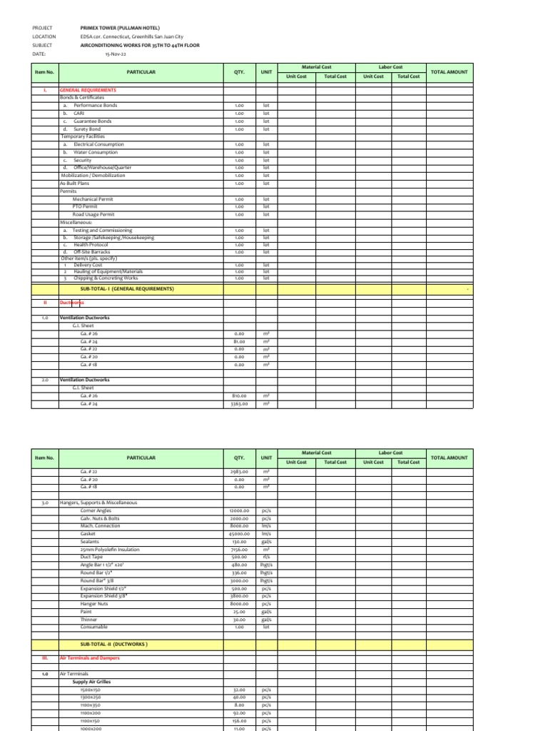 Primex Tower - AC Ductworks 35th To 44th As of Nov. 22, 2022 | PDF ...
