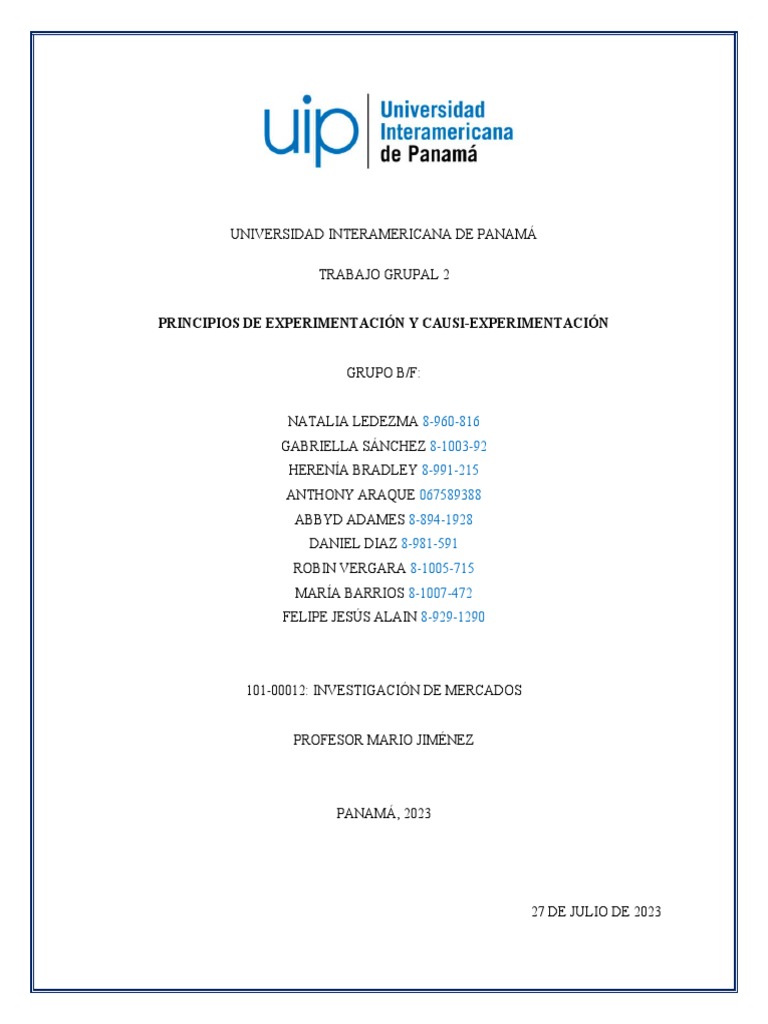 Principios de Experimentación y Causi-Experimentación | PDF ...