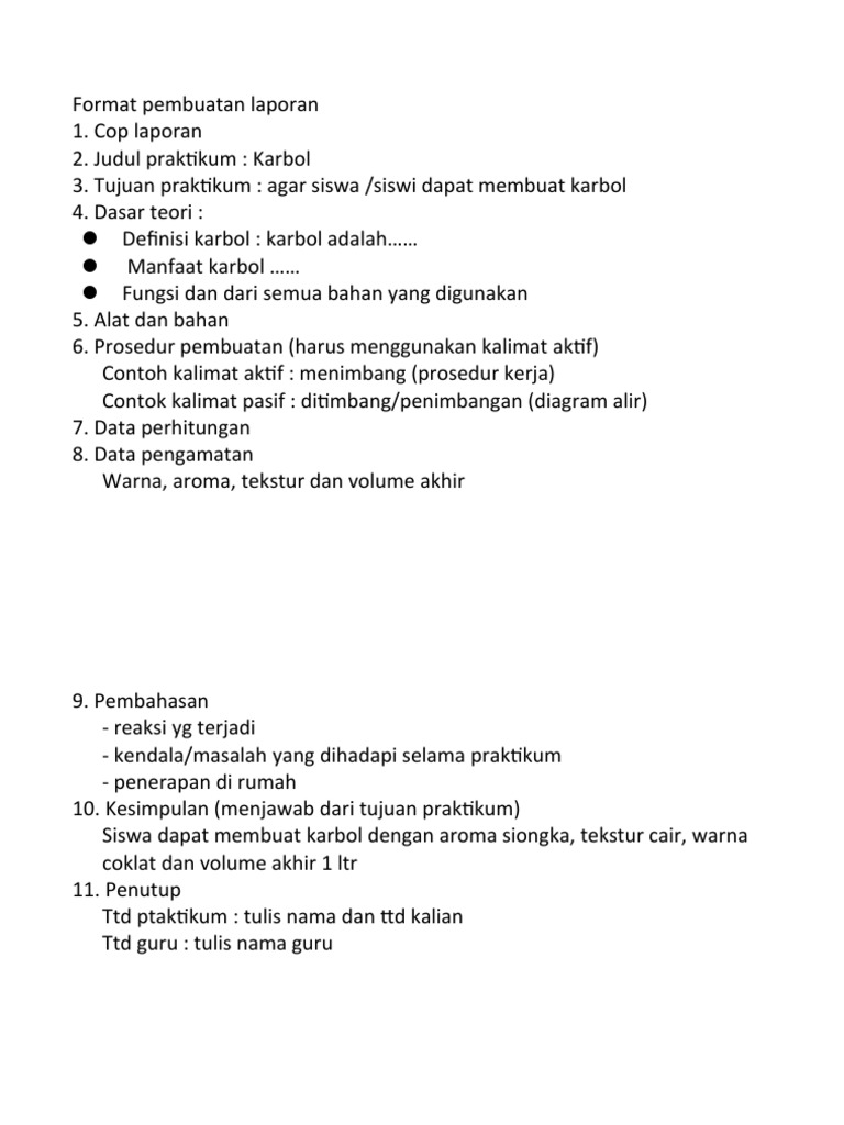 Format Pembuatan Laporan | PDF
