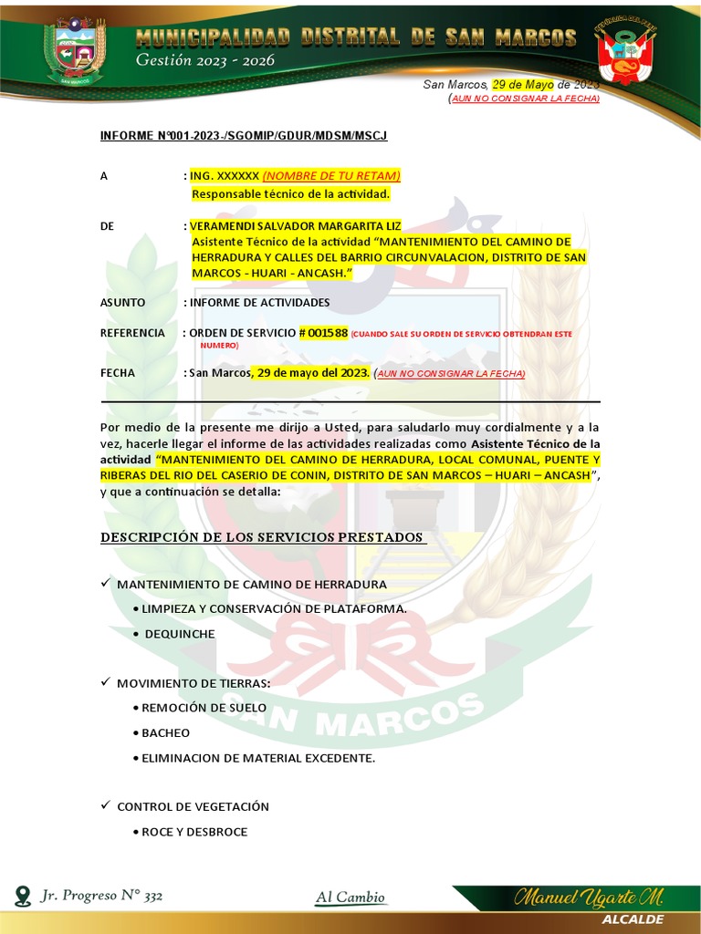 Modelo de Informe Asist. Tecnico-Mant | PDF