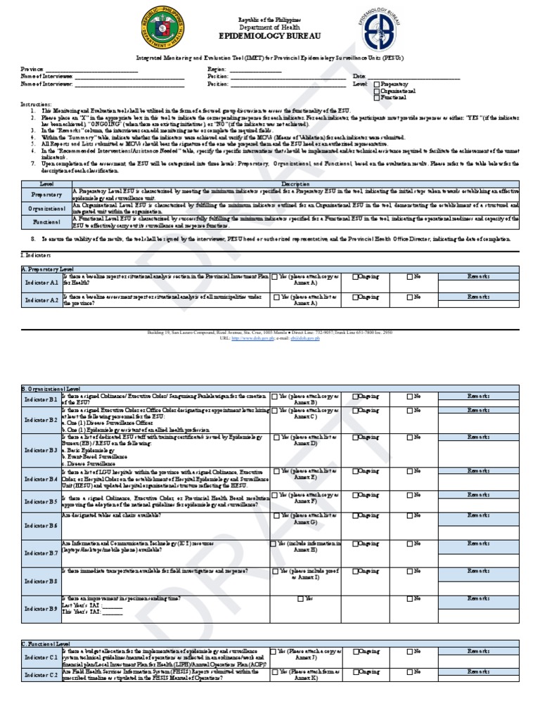 Final Draft 2023 PESU Integrated Monitoring and Evaluation Tool | PDF