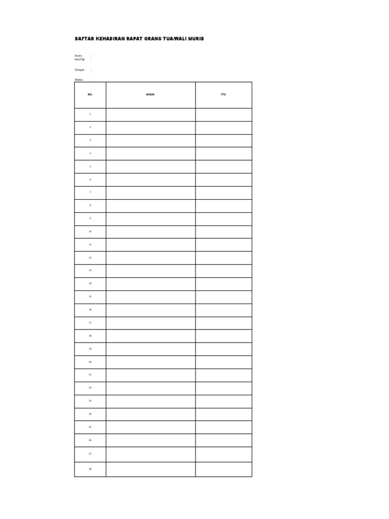 Daftar Hadir Absensi Mpls | PDF
