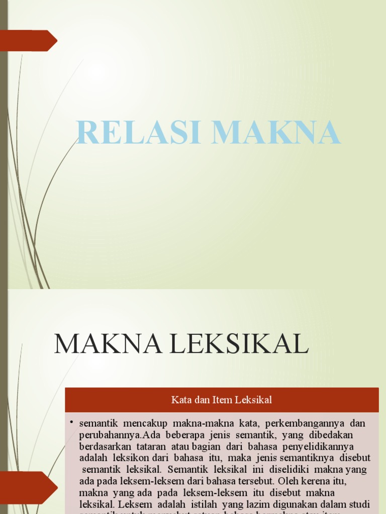 Relasi Makna dan Semantik Leksikal | PDF