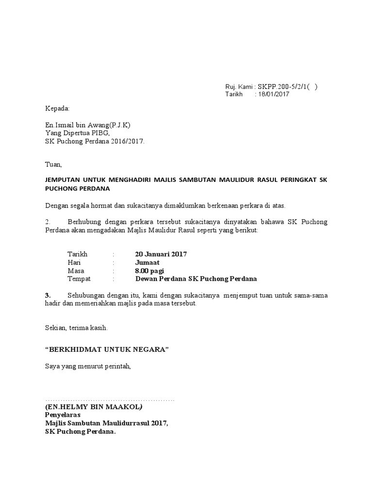 Surat Jemputan Menghadiri Program | PDF