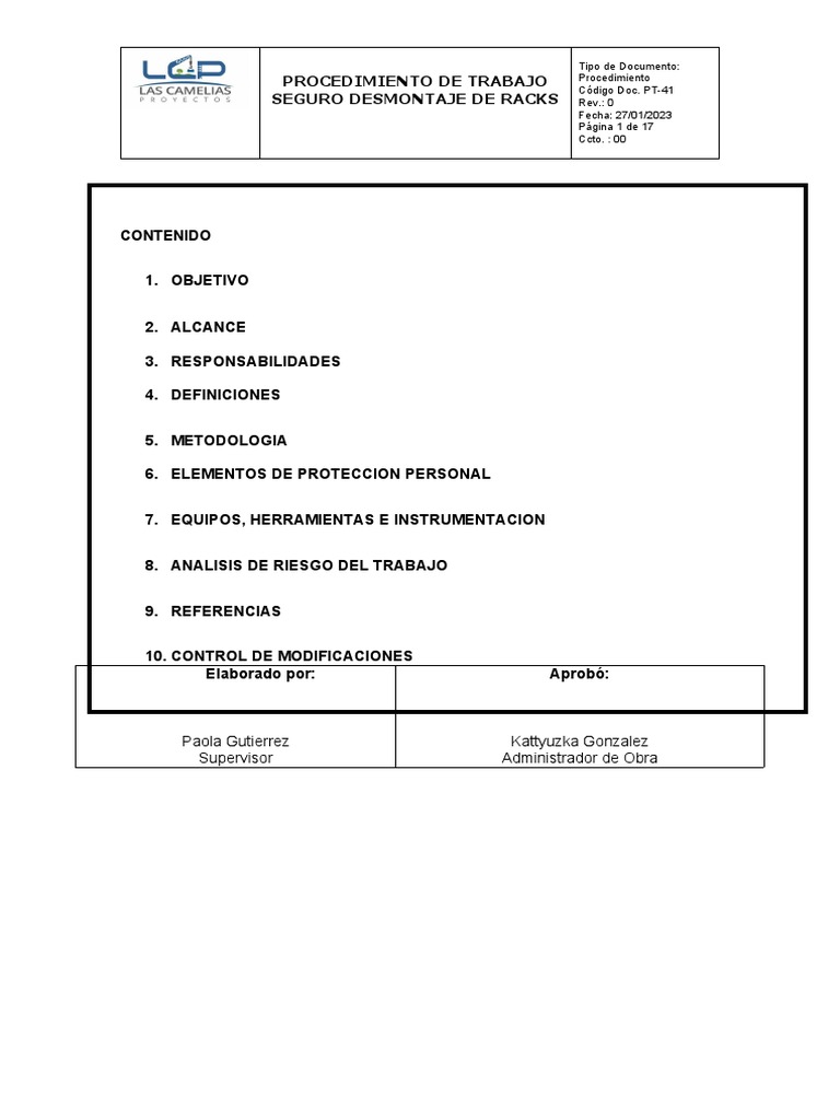 Desmontaje de RACK CCU (Las Camelias SPA) | PDF | Business | Camión