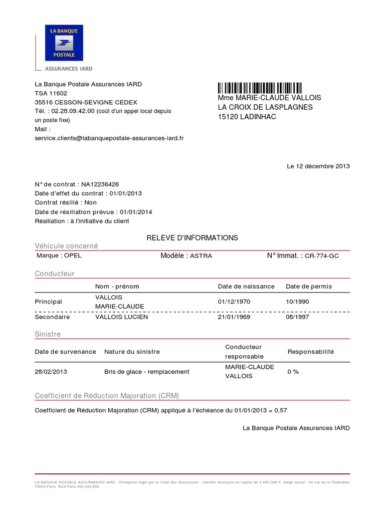 Releve Information La Poste | PDF