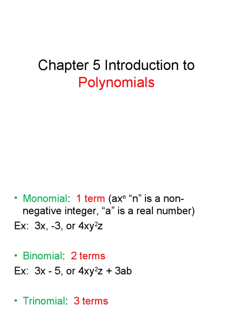 Ch4 Polynomials Part 1 | PDF | Polynomial | Arithmetic