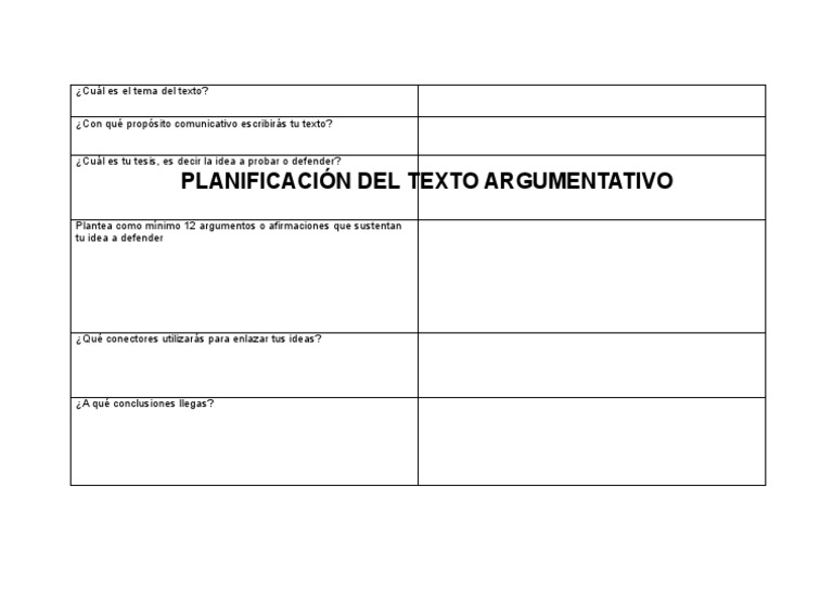 Planificación Del Texto Argumentativo | PDF