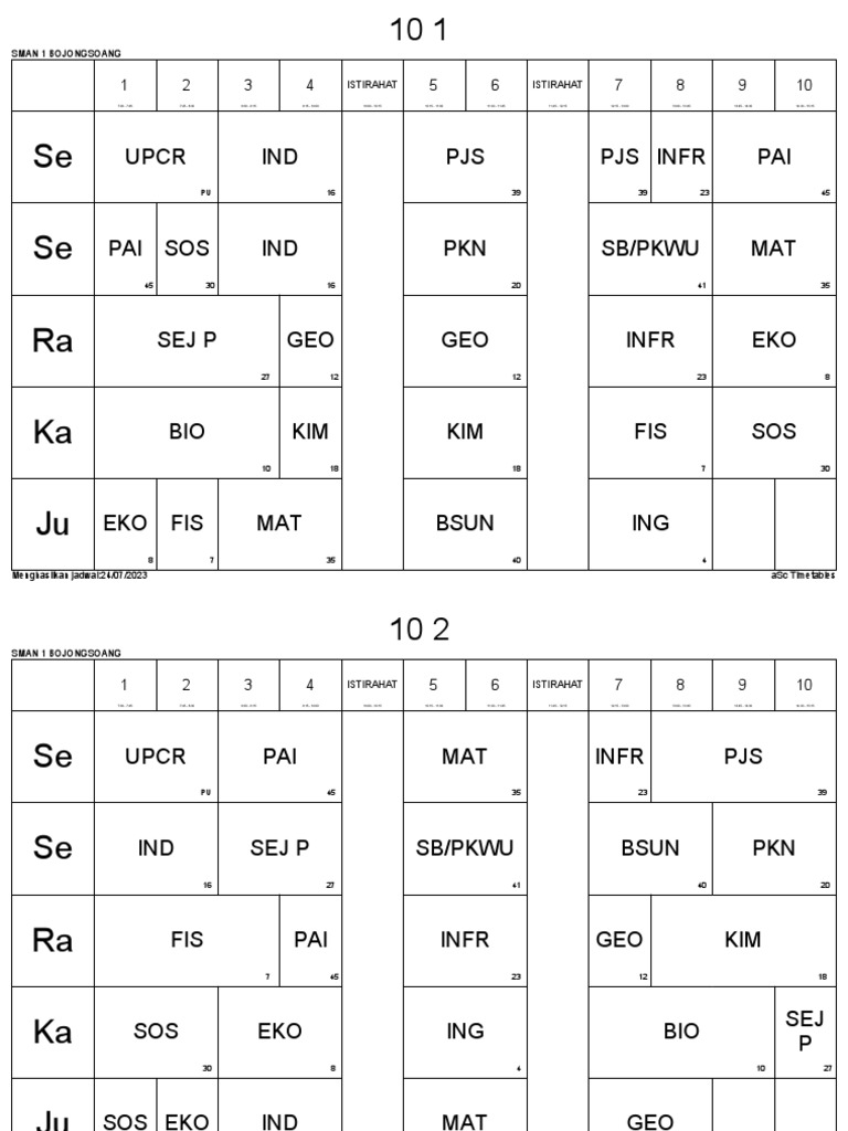 Jadwal Setiap Kelas Pdf