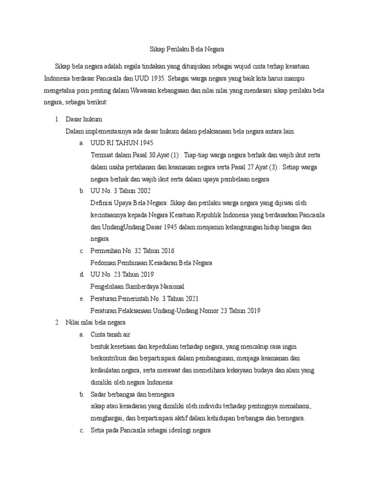 Wawasan dan Sikap Bela Negara | PDF