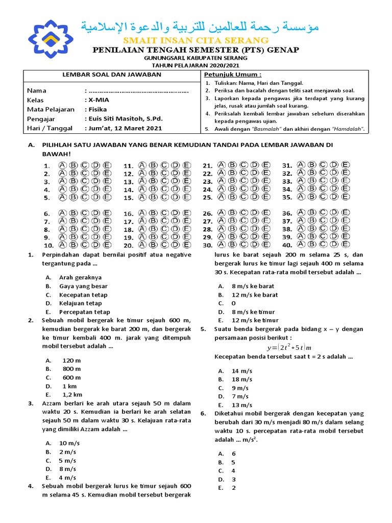 Soal PTS Fisika Kelas 10 Genap | PDF