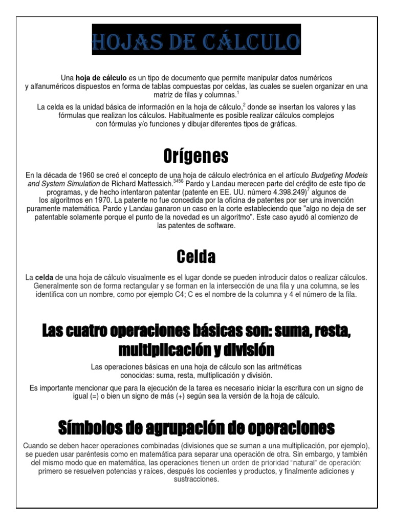 Hojas de Calculo | PDF | Hoja de cálculo | Programación de computadoras