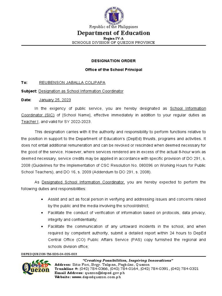 Designation Order Sic | PDF | Information Technology | Computing
