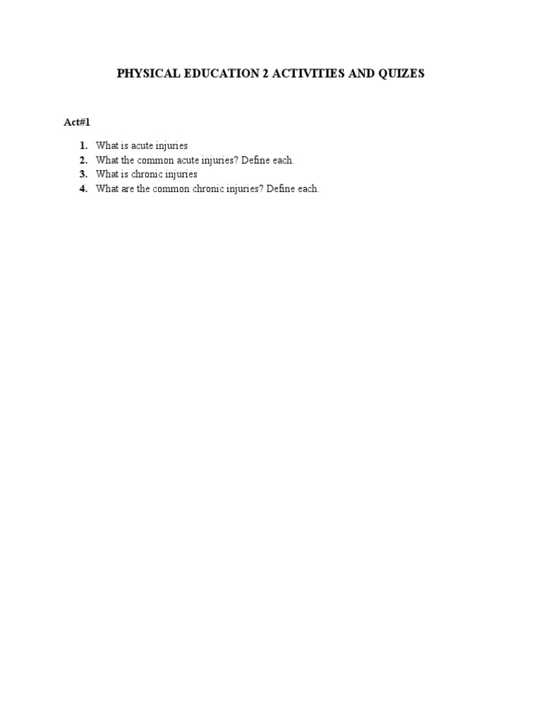 Physical Education 2 Activities and Quizes | PDF