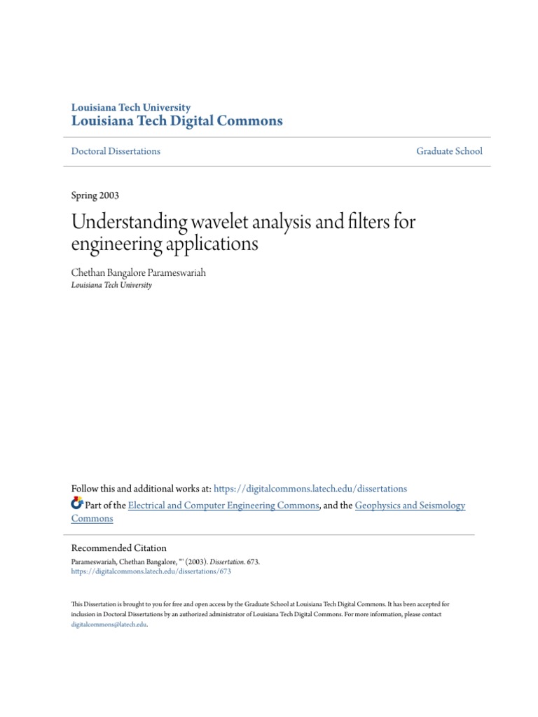 Understanding Wavelet Analysis and Filters For Engineering Applic | PDF | Wavelet | Computer ...