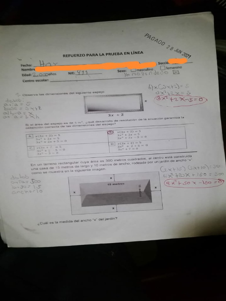 Prueba Diagnóstica de Matematicas | PDF
